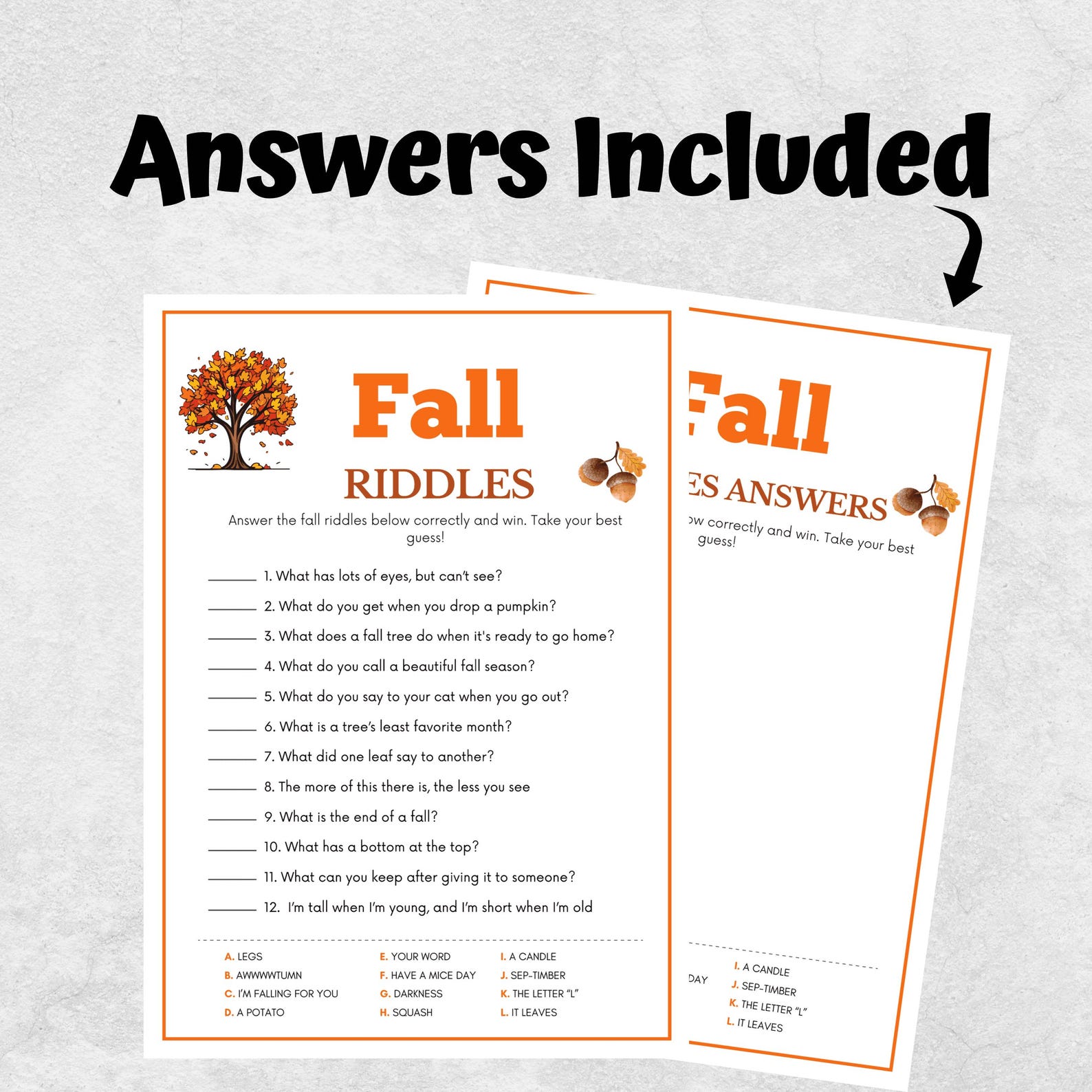 Fall Riddles, Fall Games, Autumn Riddles for Kids and Adults, Fall ...
