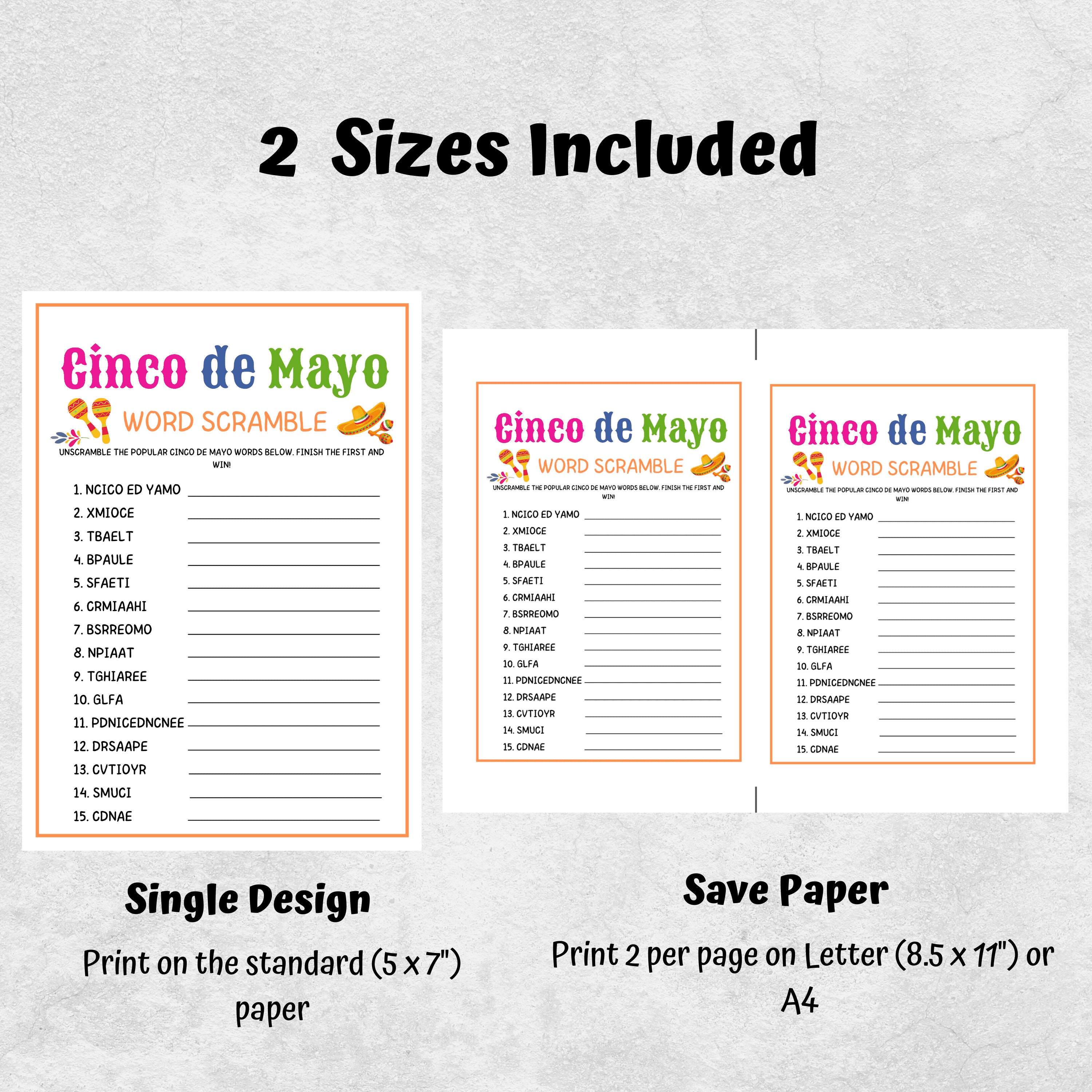 Cinco De Mayo Games, Word Scramble, Cinco De Mayo Games for Kids ...