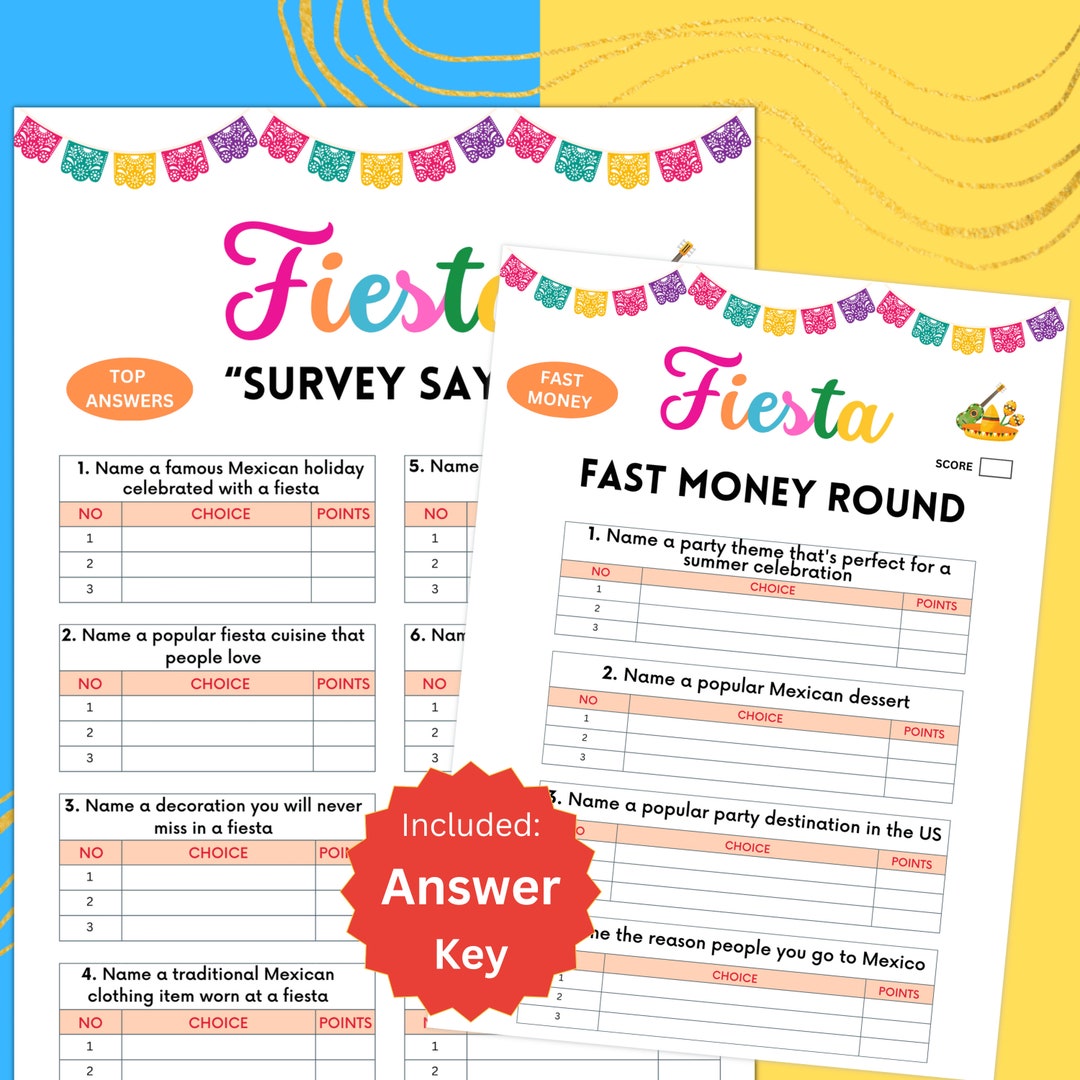 Fiesta Party Trivia, Family Feud, Fiesta Party Games for Birthday, Baby ...
