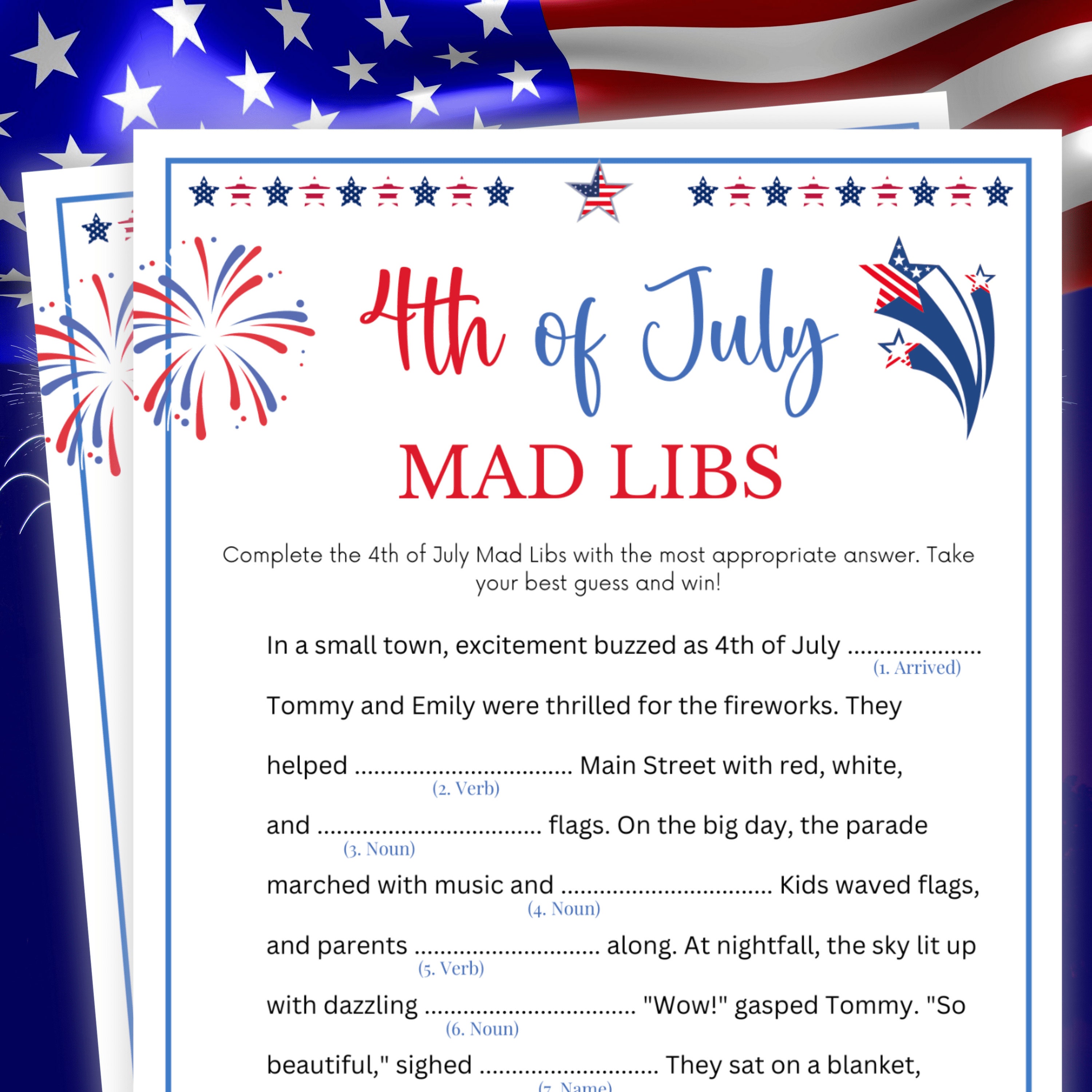 4th of July Games, Madlibs, 4th of July Party Games, Patriotic Games ...