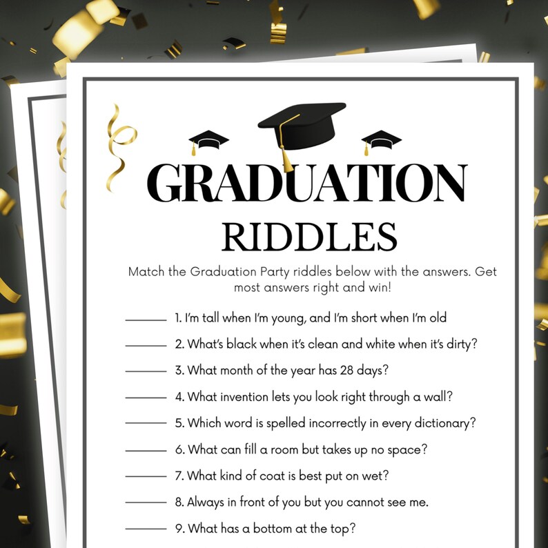 Graduation Riddles, Graduation Games, College Graduation Games, High ...
