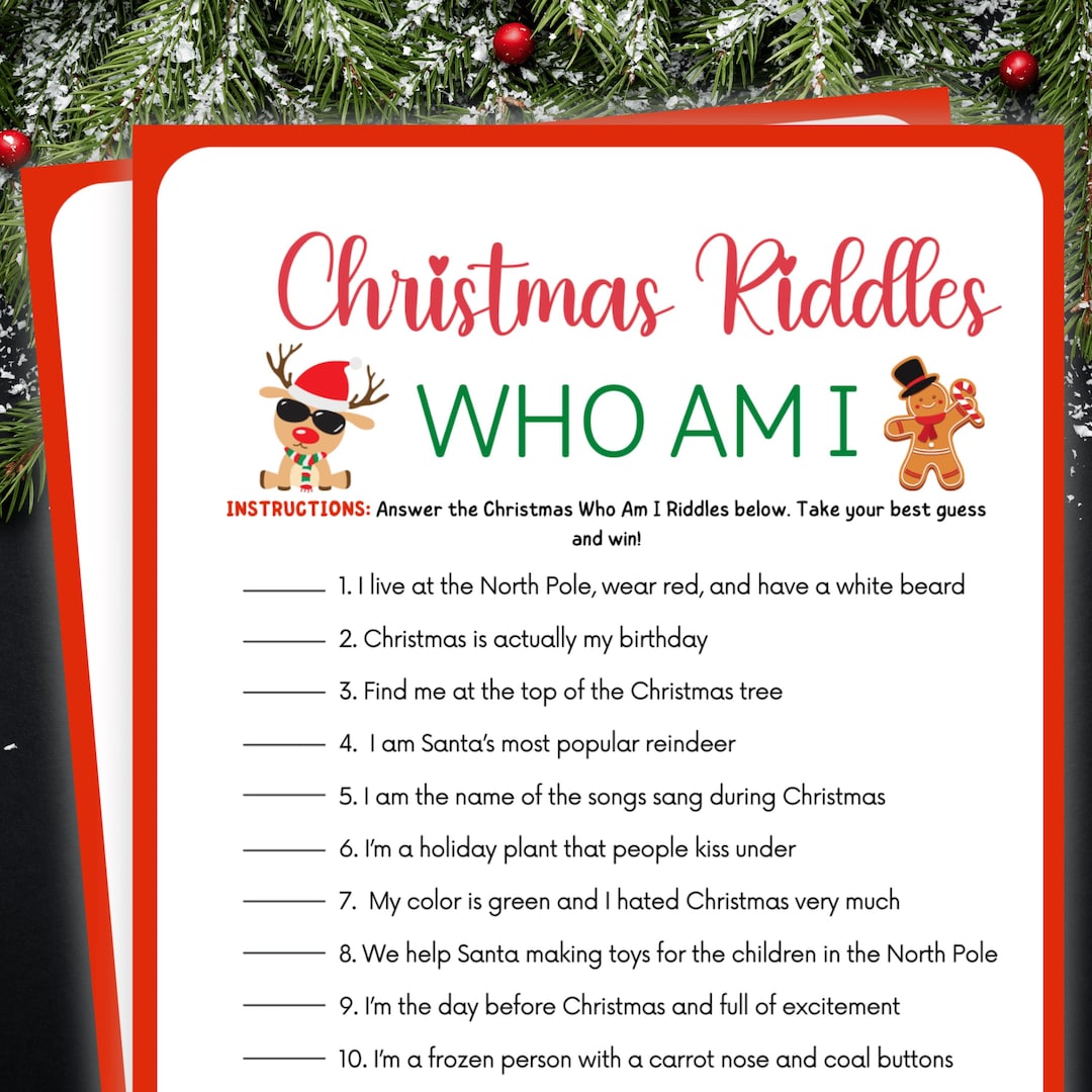 Christmas Games, Who Am I Riddles, Christmas Party Games, Christmas ...