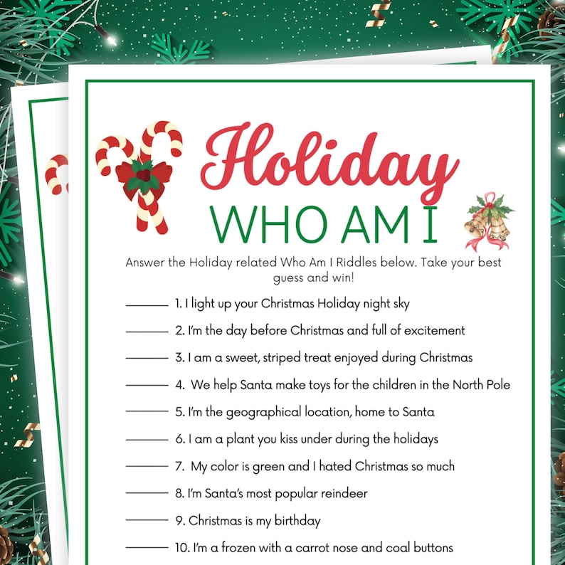 Holiday Games, Who Am I?, Holiday Party Games, Christmas Games, Holiday ...
