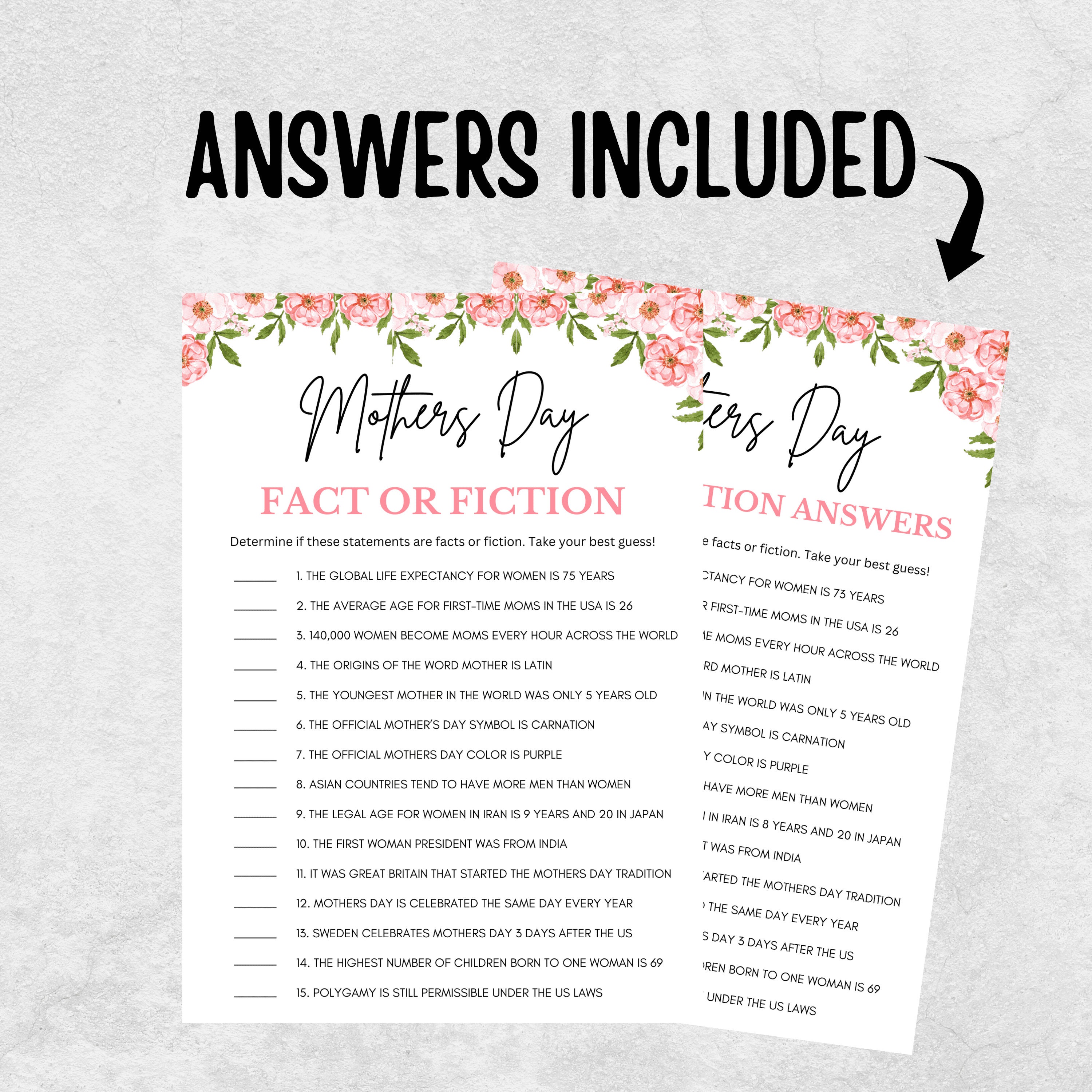 Mothers Day Games, Fact or Fiction, Mothers Day Party Games, Games for ...