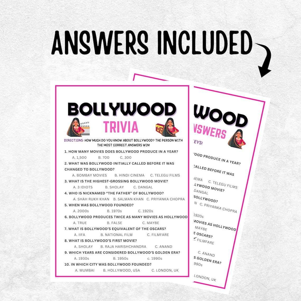 Bollywood Trivia, Bollywood Games, Bollywood Party Games, Hindi Cinema ...