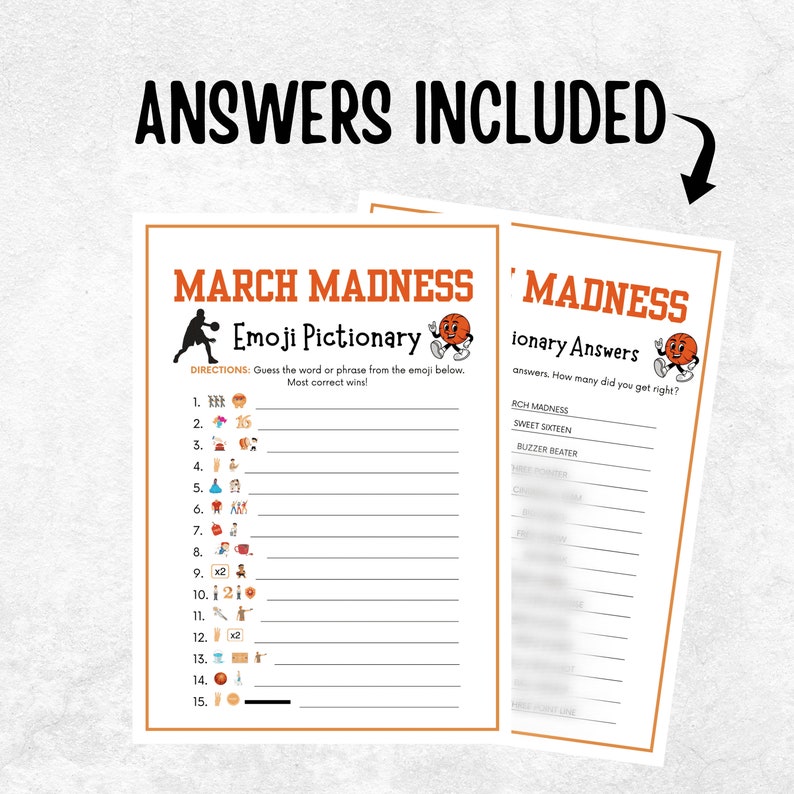 March Madness Emoji Pictionary, March Madness Games, Basketball Theme ...