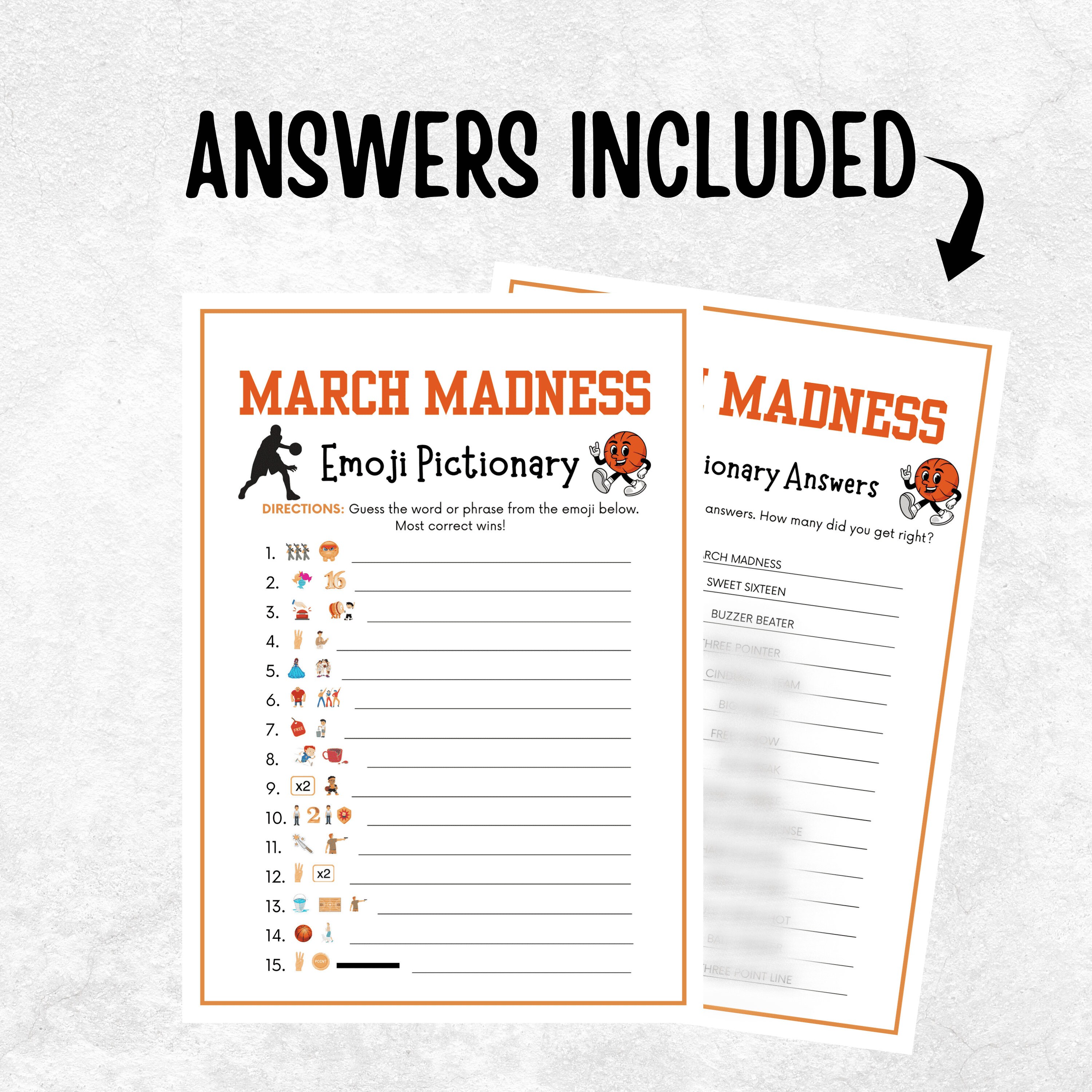 March Madness Emoji Pictionary, March Madness Games, Basketball Theme ...