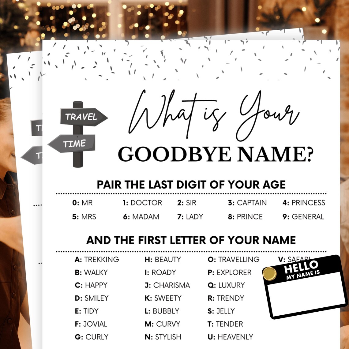 Going Away Party Games, What's Your Goodbye Name, Going Away Games ...