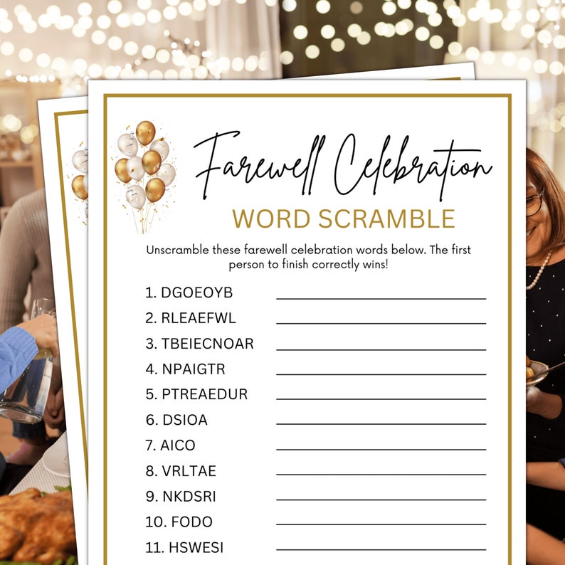 Farewell Party Games, Farewell Word Scramble, Farewell Celebration ...