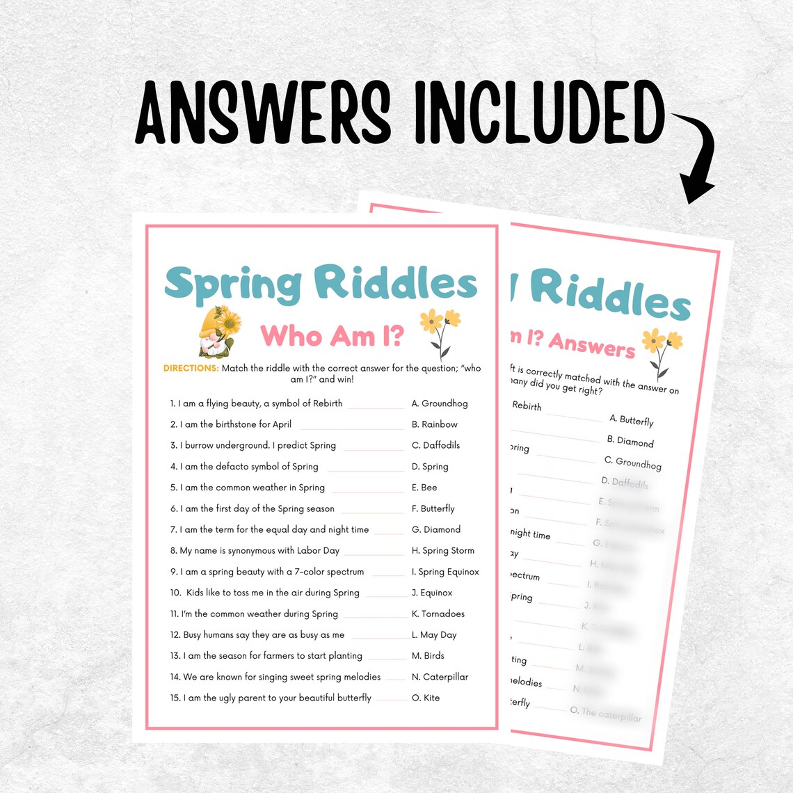 Spring Who Am I Riddles, Spring Games, Spring Riddles for Kids, Spring ...