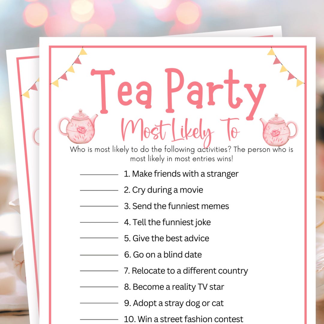 Tea Party Games, Most Likely To, Tea Party Printable, Ladies Tea Party ...