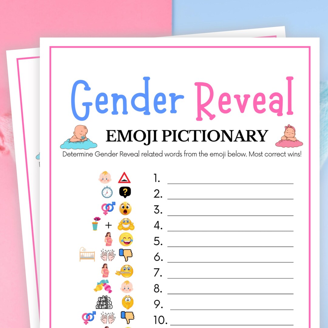 Gender Reveal Games, Emoji Pictionary, Gender Reveal Party Games, Boy ...