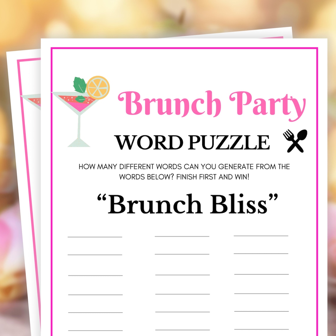 Brunch Party Games, Word Puzzle, Brunch Games, Birthday Brunch Games ...