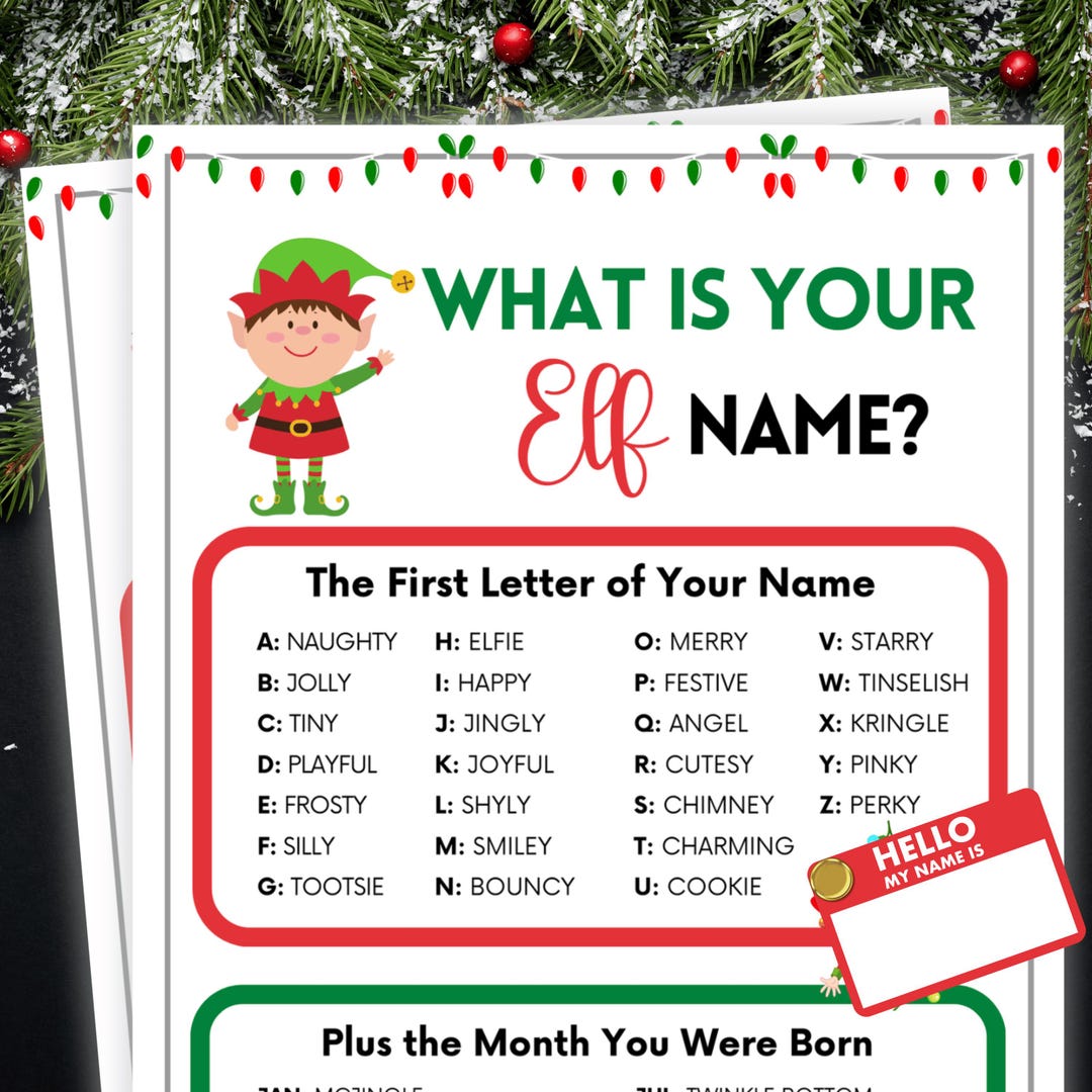 Christmas Games, What is Your ELF Name?, Christmas Party Games, Holiday ...