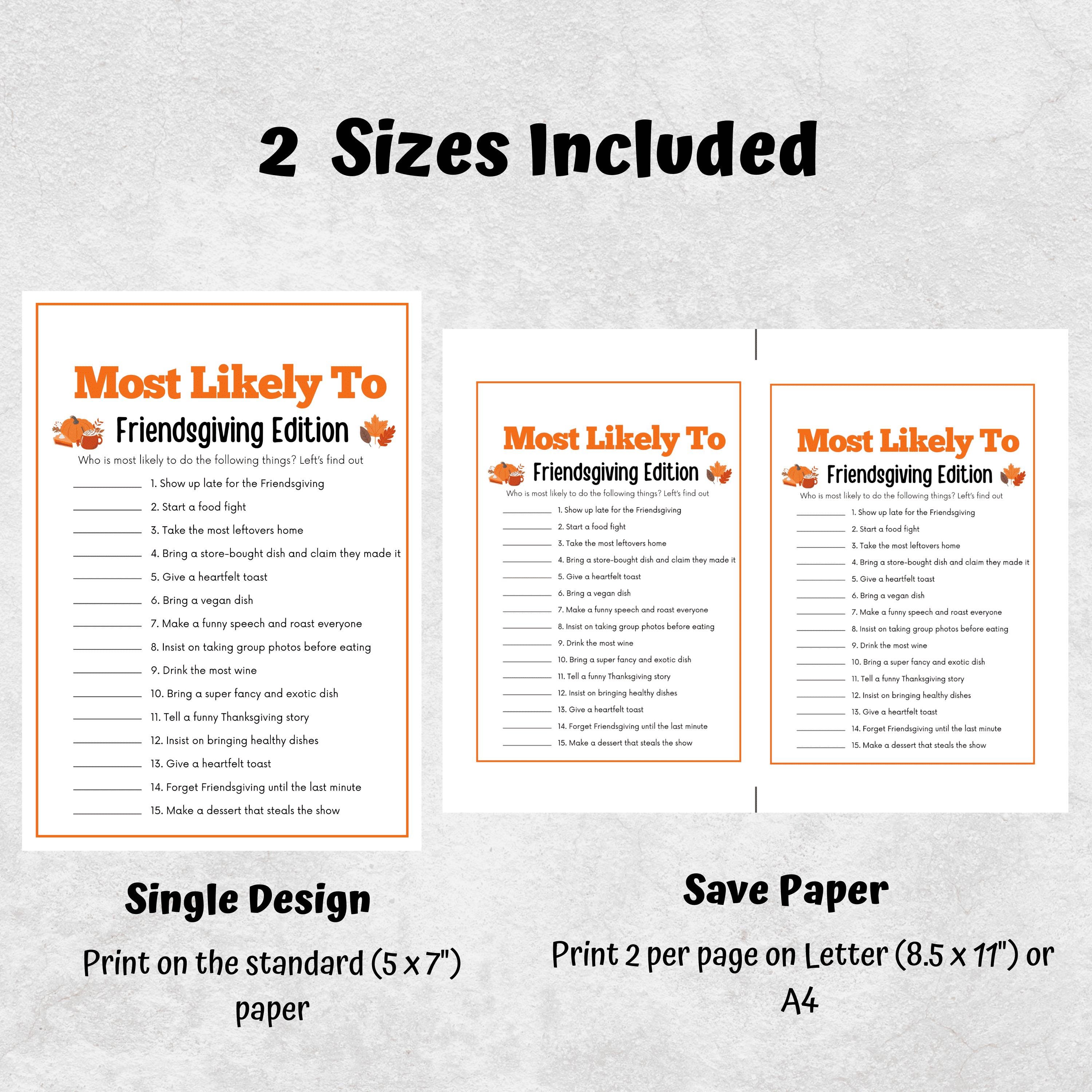 Friendsgiving Games, Most Likely To, Friendsgiving Party Games ...