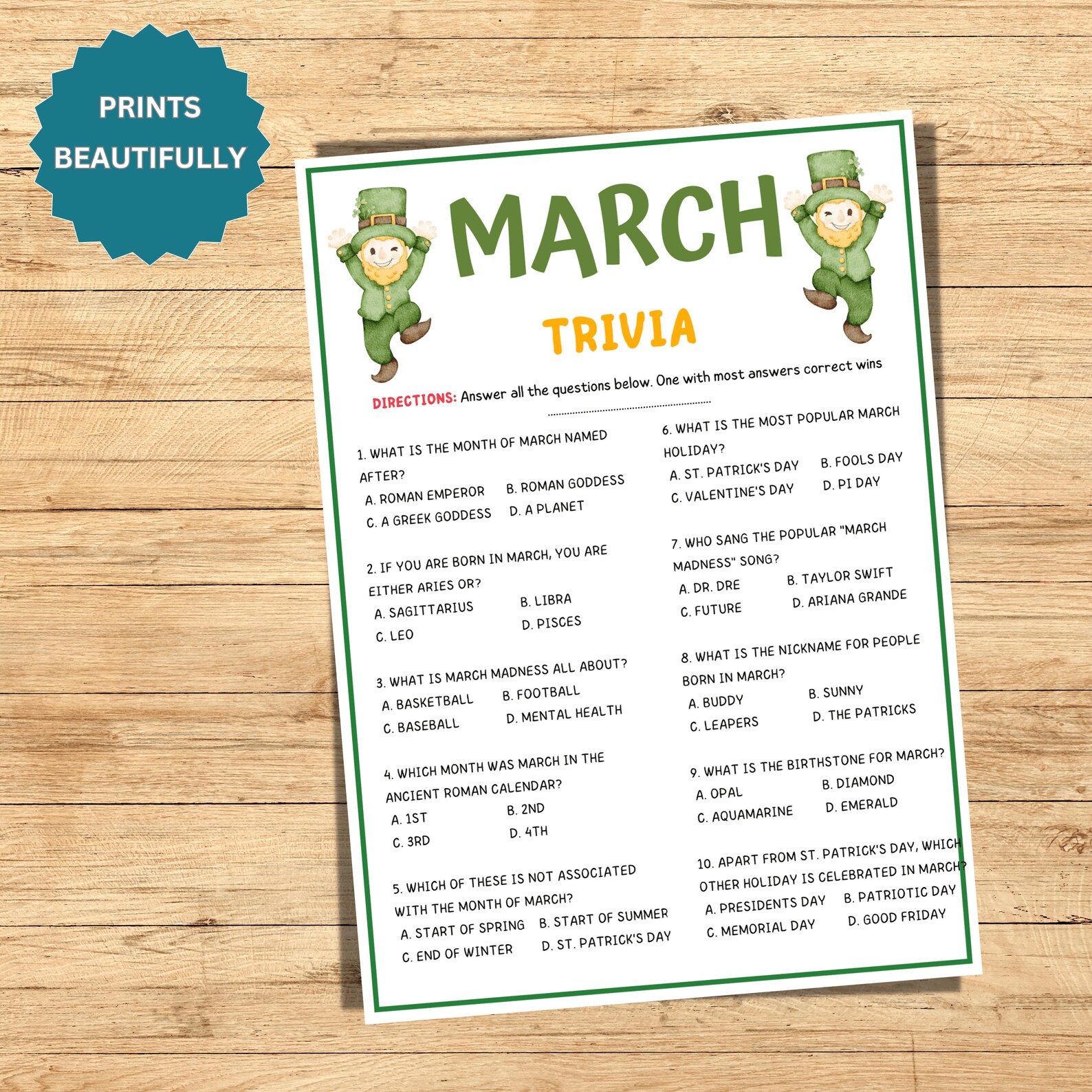 March Games, March Trivia, March Party Games, March Birthday Games ...