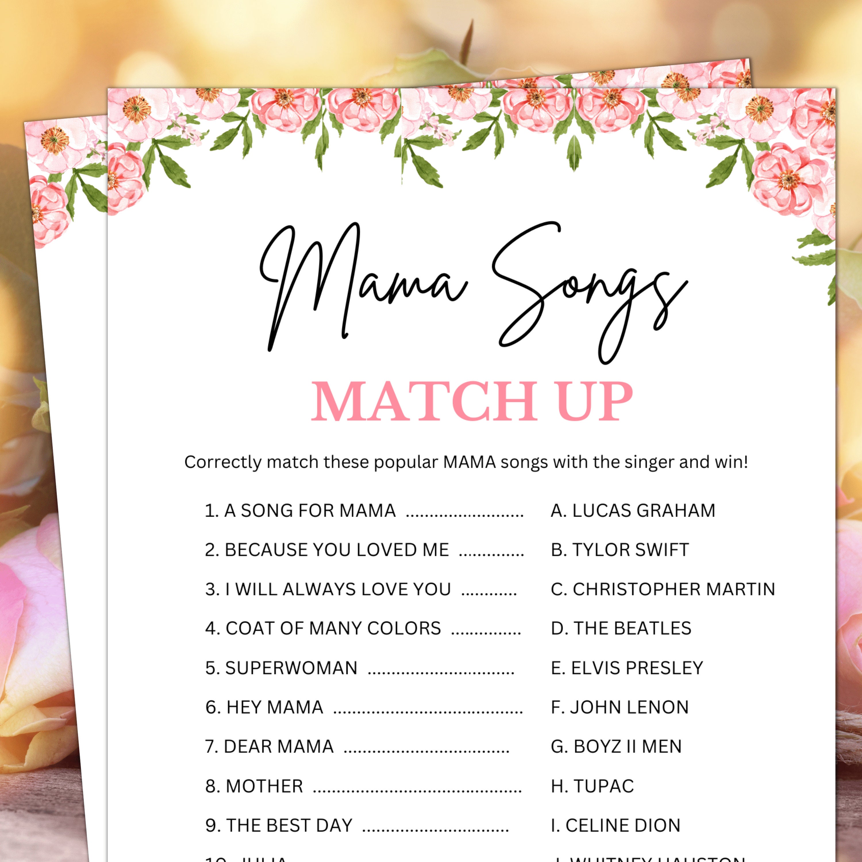Mothers Day Trivia, Mama Songs Match Up, Mothers Day Games for Kids ...