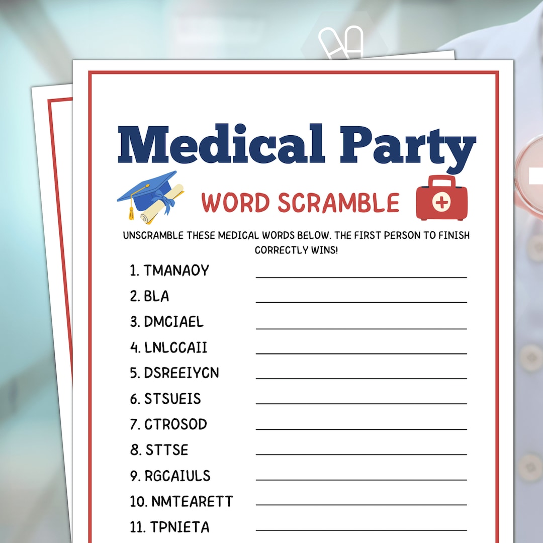 Medical Games, Medical Word Scramble, Medical Party Games, Medical ...