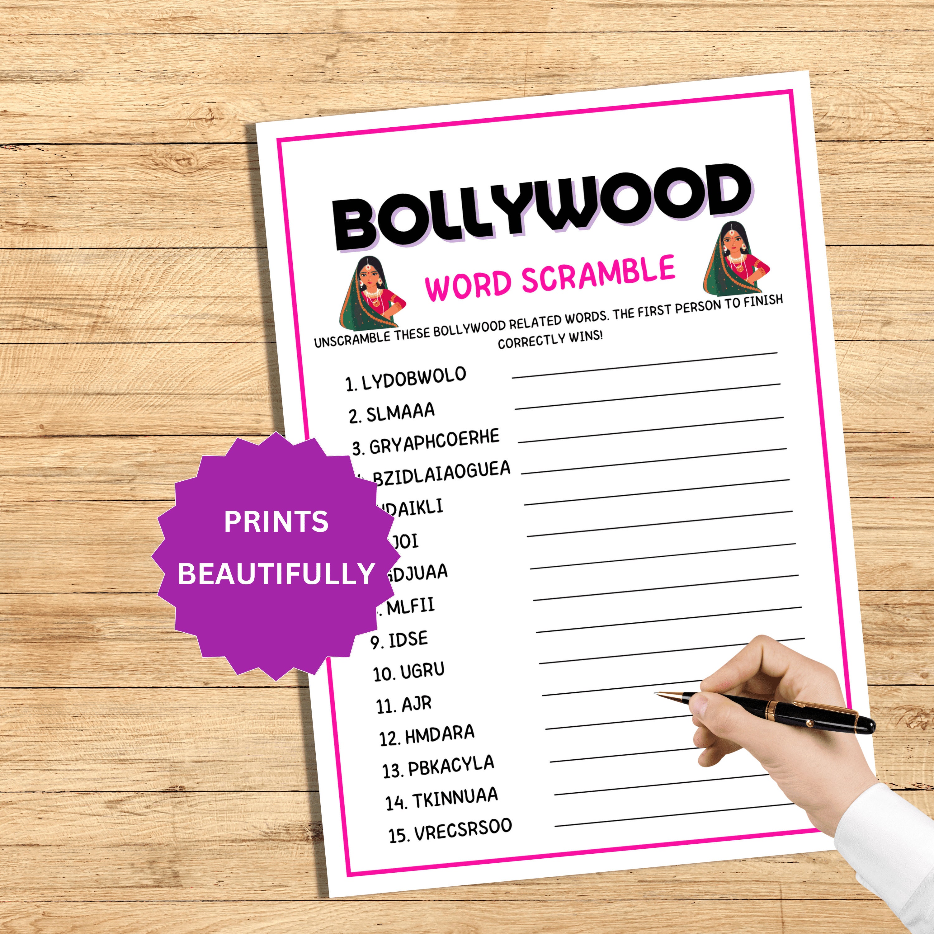 Bollywood Games, Bollywood Word Scramble, Bollywood Party Games ...