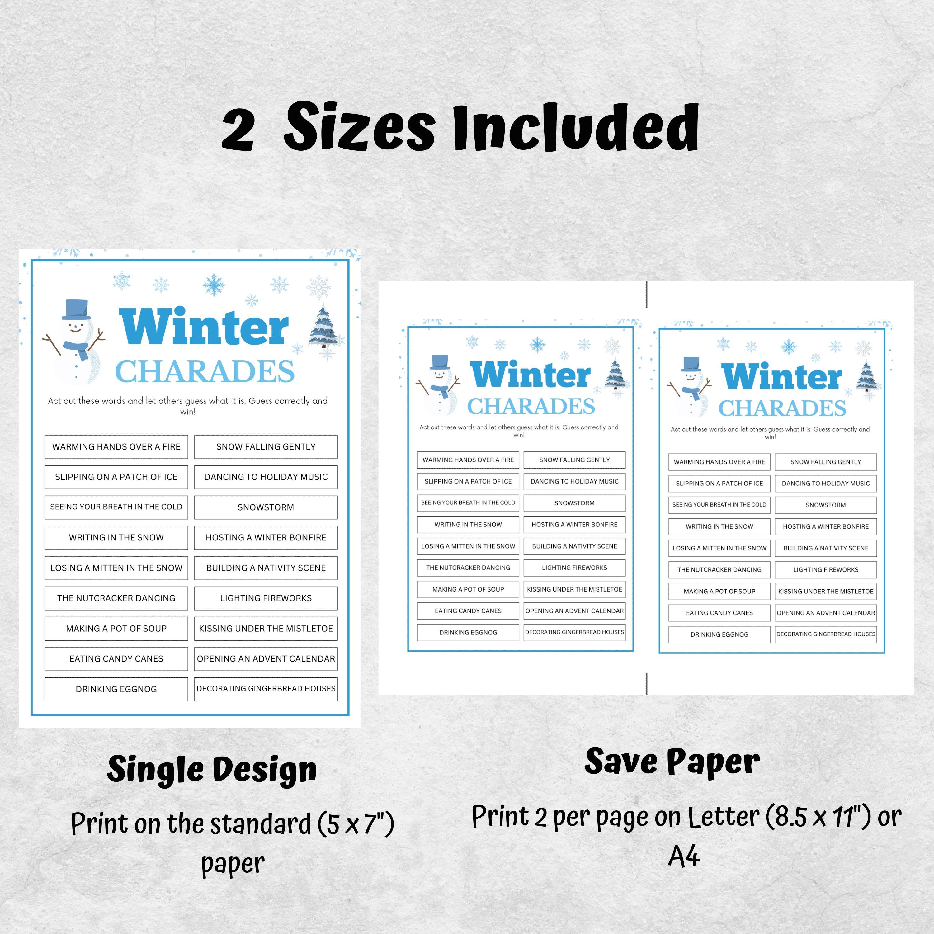Winter Games, Charades, Winter Party Games, Winter Class Games, Office ...