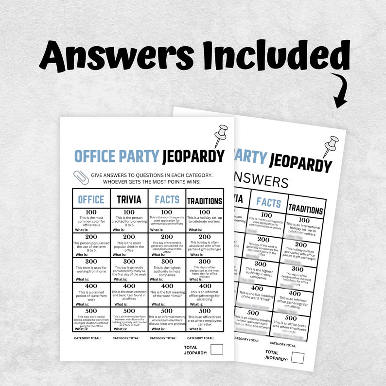 Office Party Games, Jeopardy, Office Trivia, Office Team Building Game ...