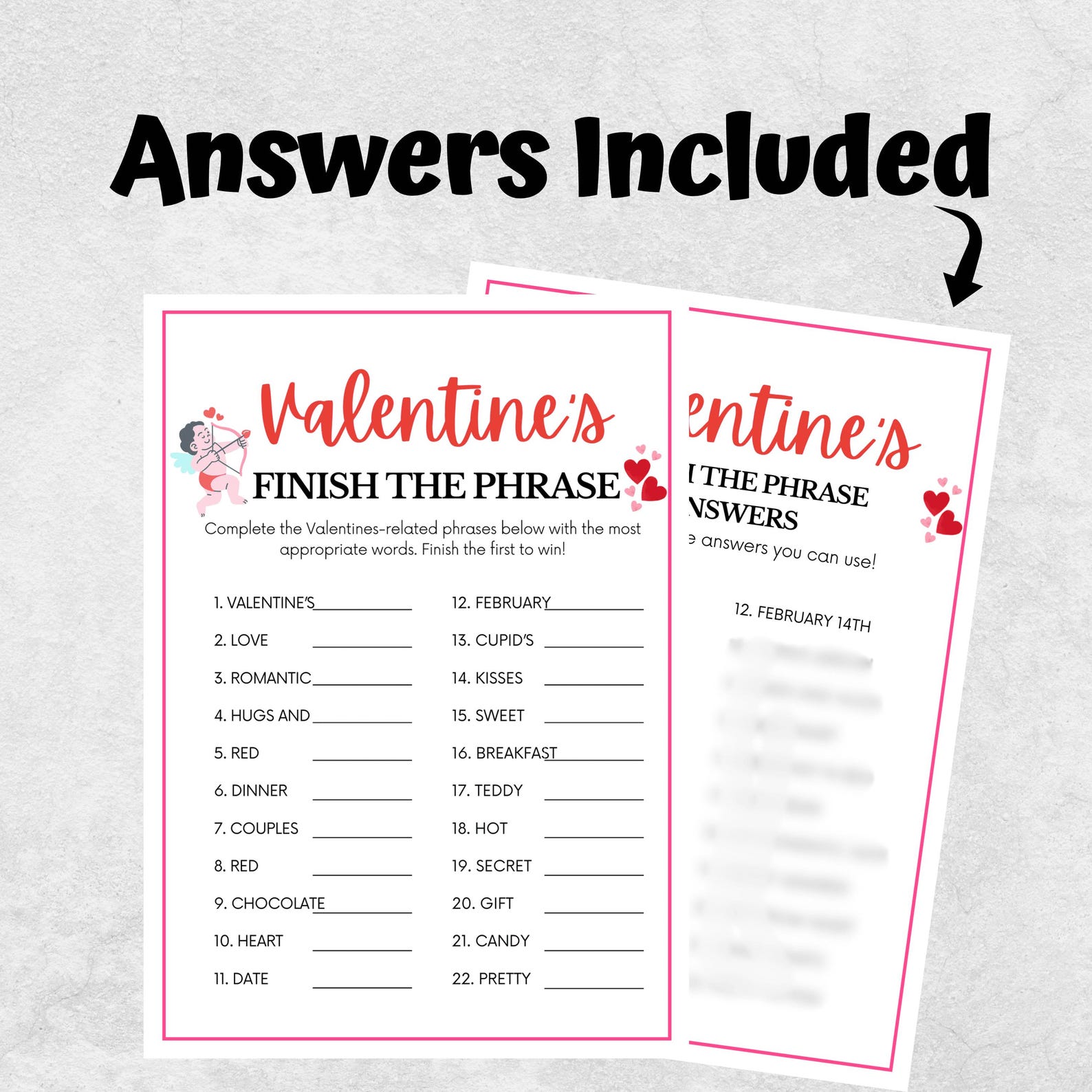 Valentines Day Games, Finish the Phrase, Valentines Games, Valentines ...