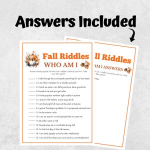 Fall Riddles, Who Am I Riddles, Fall Party Games, Autumn Games, Fall ...