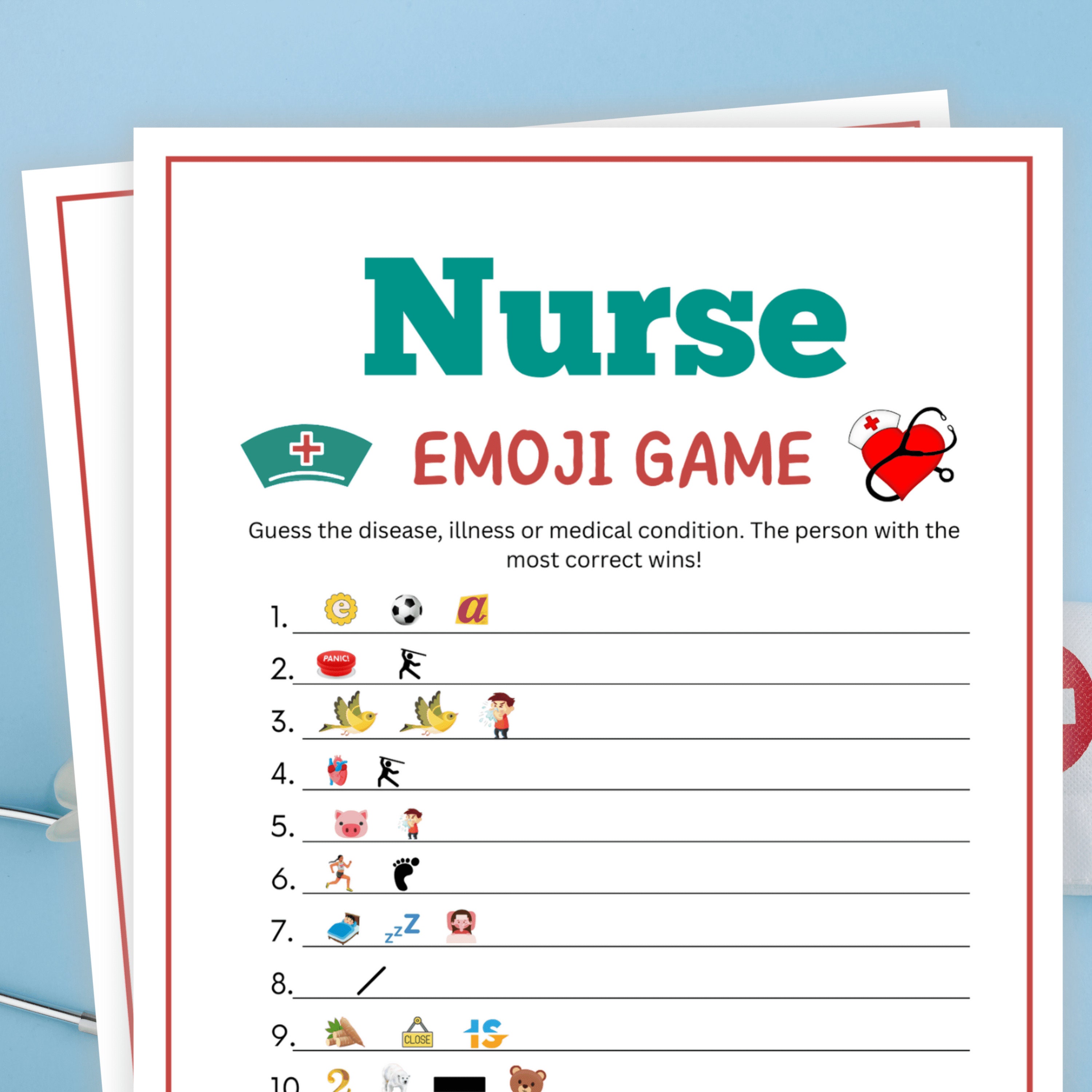 Nurse Games, Nurse Emoji Pictionary, Nurse Party Games, Nurse ...