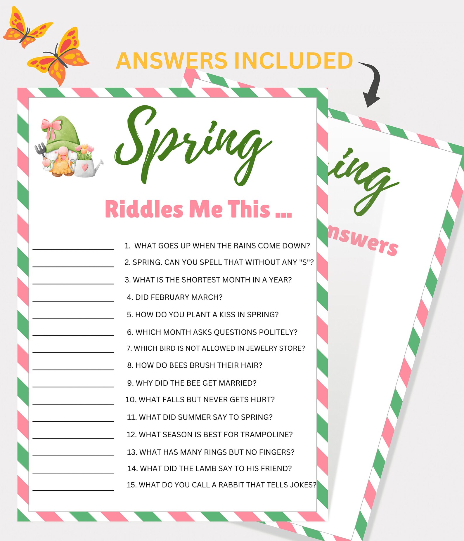 Spring Riddles Printable Spring Riddles Riddle Me This Game - Etsy