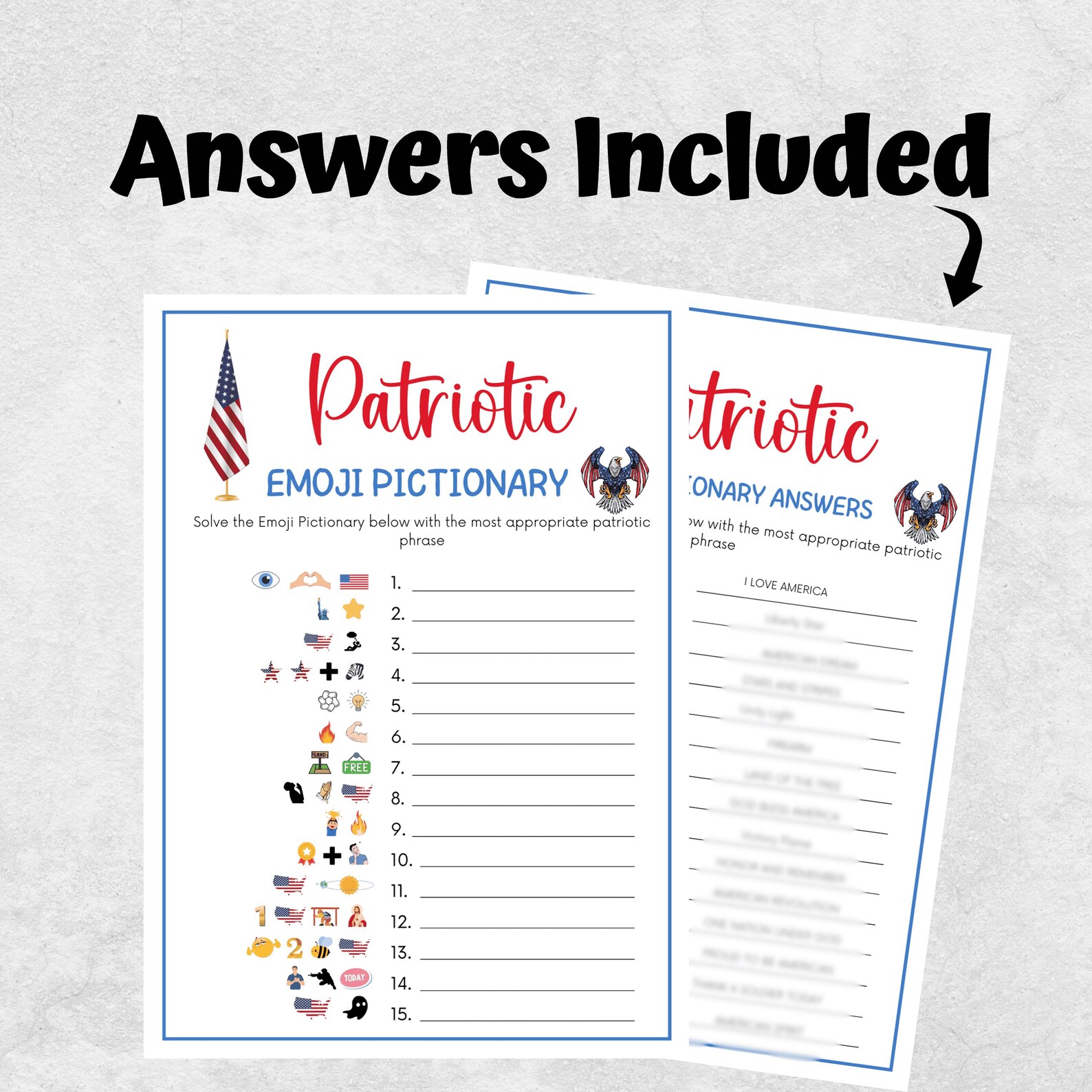 Patriotic Games, Emoji Pictionary, Patriotic Trivia, 4th of July Games ...