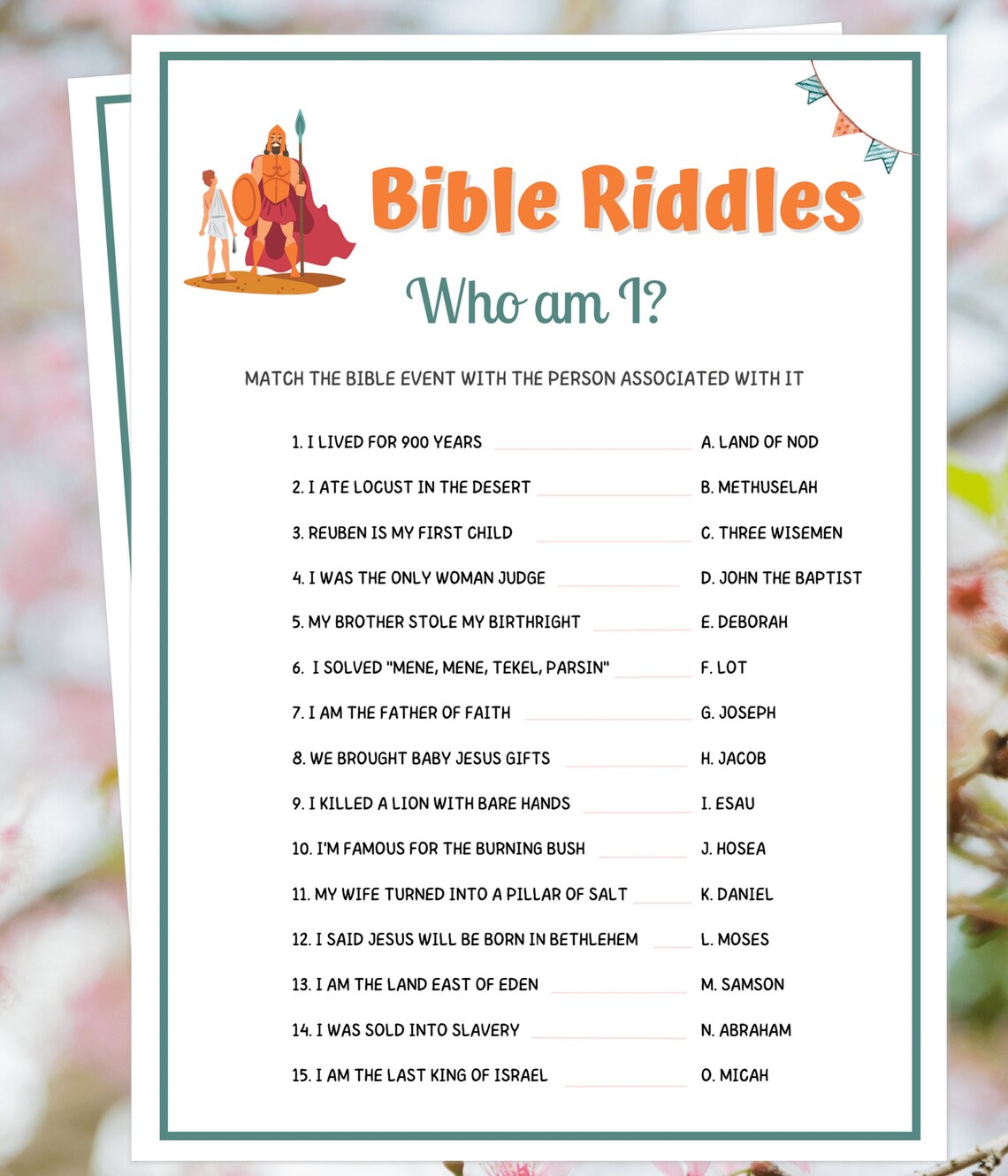 Bible Games Bible Riddles Bible Who Am I Riddles Sunday - Etsy