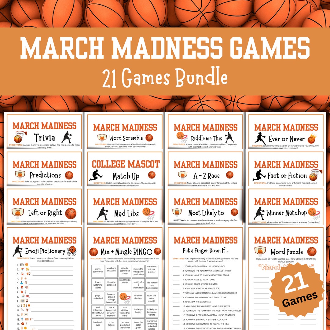 March Madness Games, 21 Games SUPER Bundle, Basketball Games, College ...