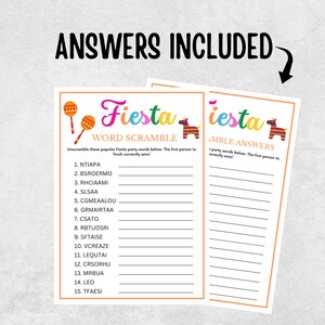 Fiesta Party Games, Word Scramble, Fiesta Games for Classroom, Birthday ...