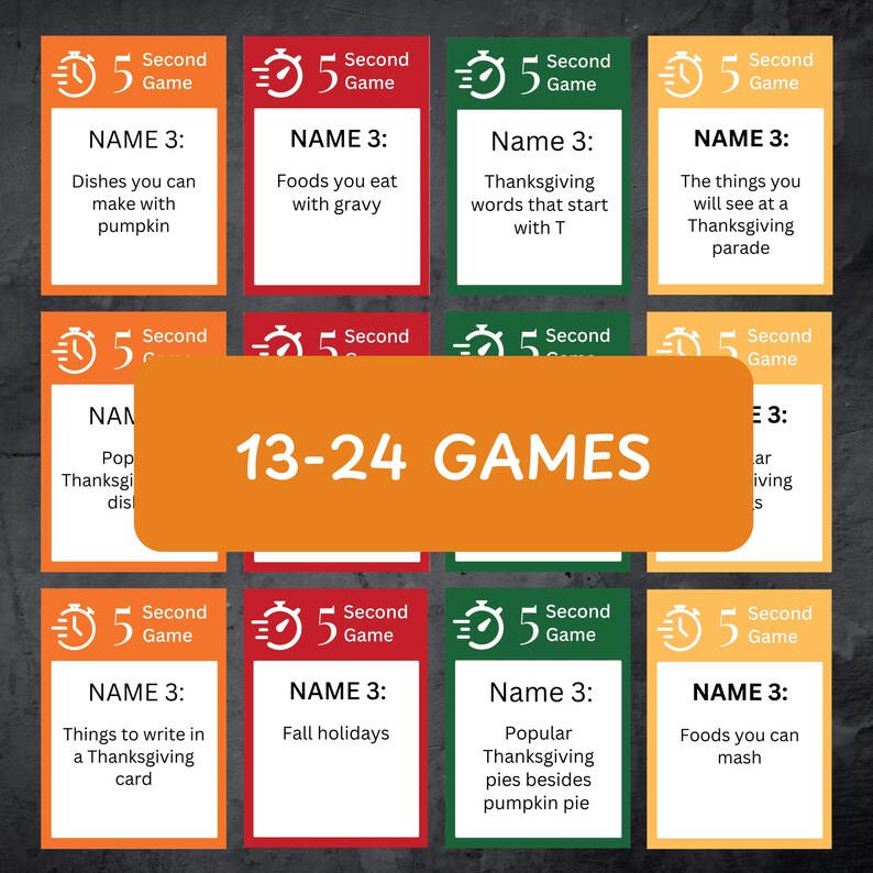 Thanksgiving 5 Second Game, Thanksgiving Games, Printable Thanksgiving ...