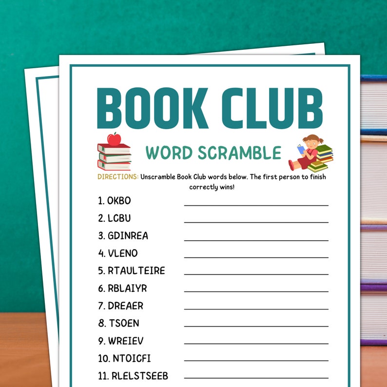 Book Club Games, Word Scramble, Book Club Party, Book Party, Reading ...