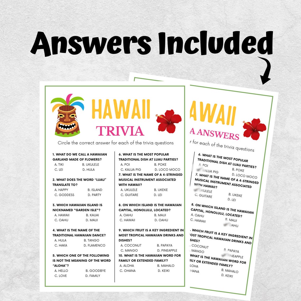 Luau Games, Hawaiia Trivia, Luau Party Games, Hawaiian Party Games ...