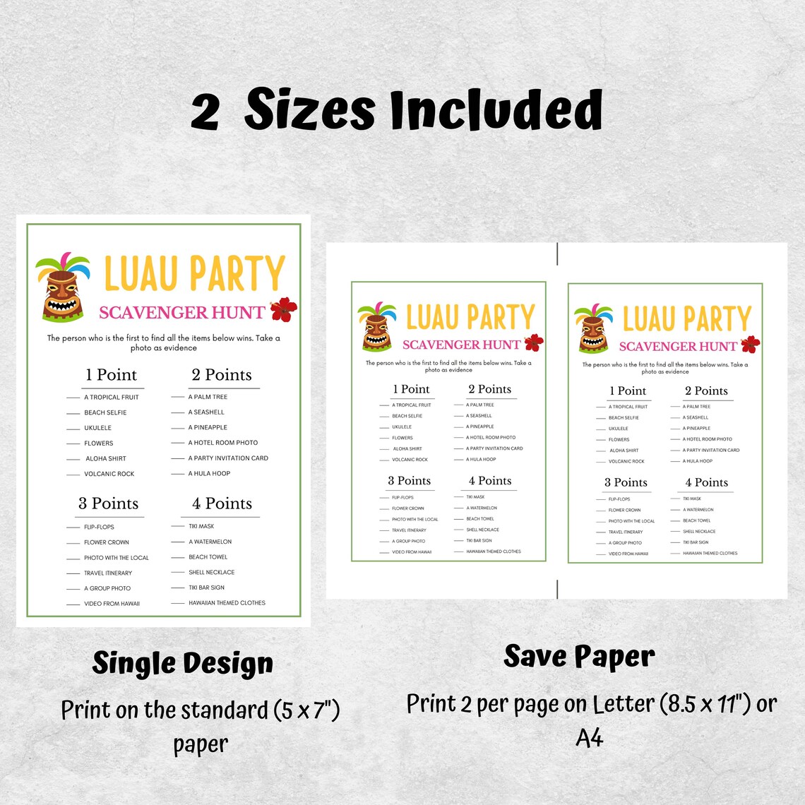 Luau Party Games, Scavenger Hunt, Aloha Party Games, Luau Games ...