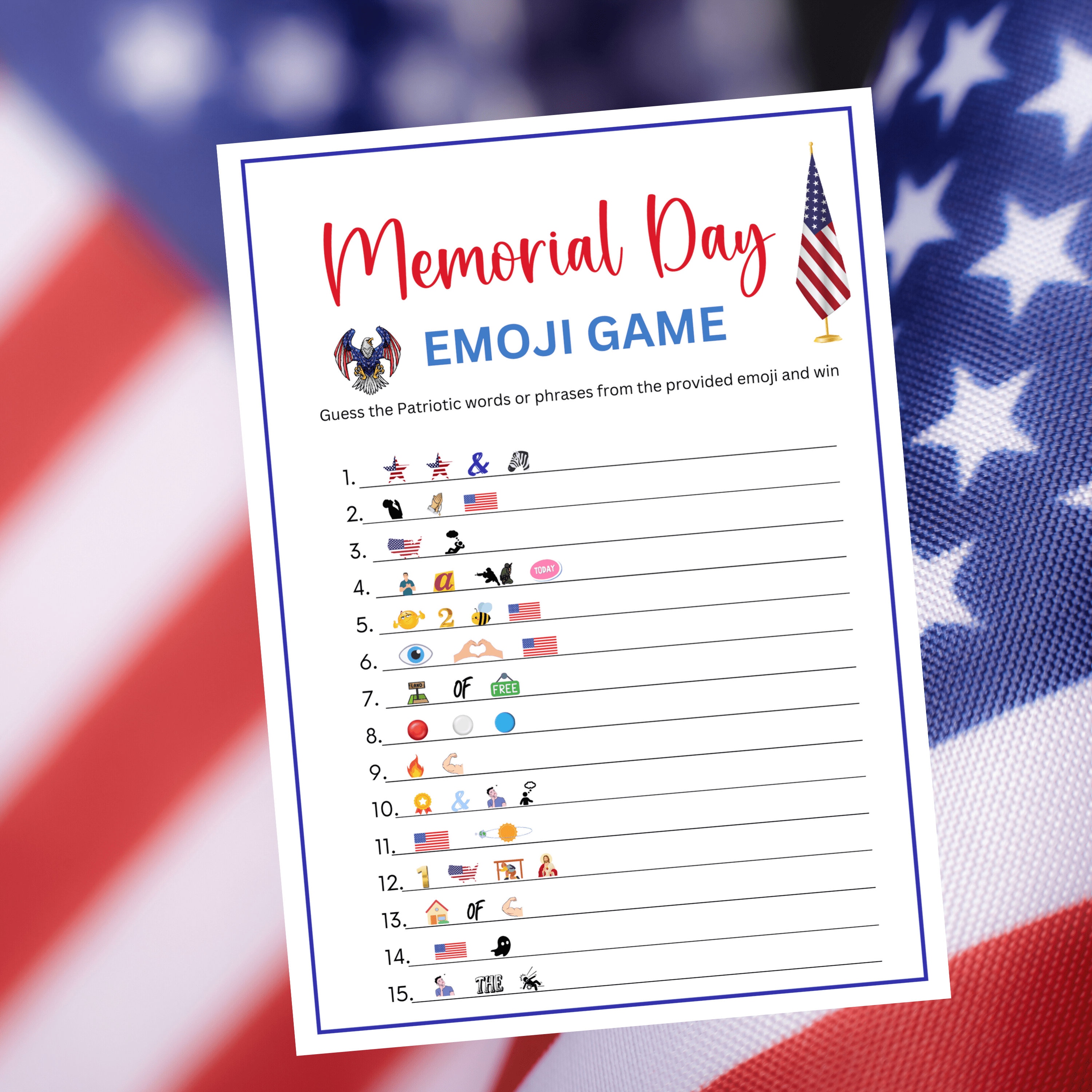 Memorial Day Games, Emoji Game, Emoji Pictionary, Memorial Day Party ...