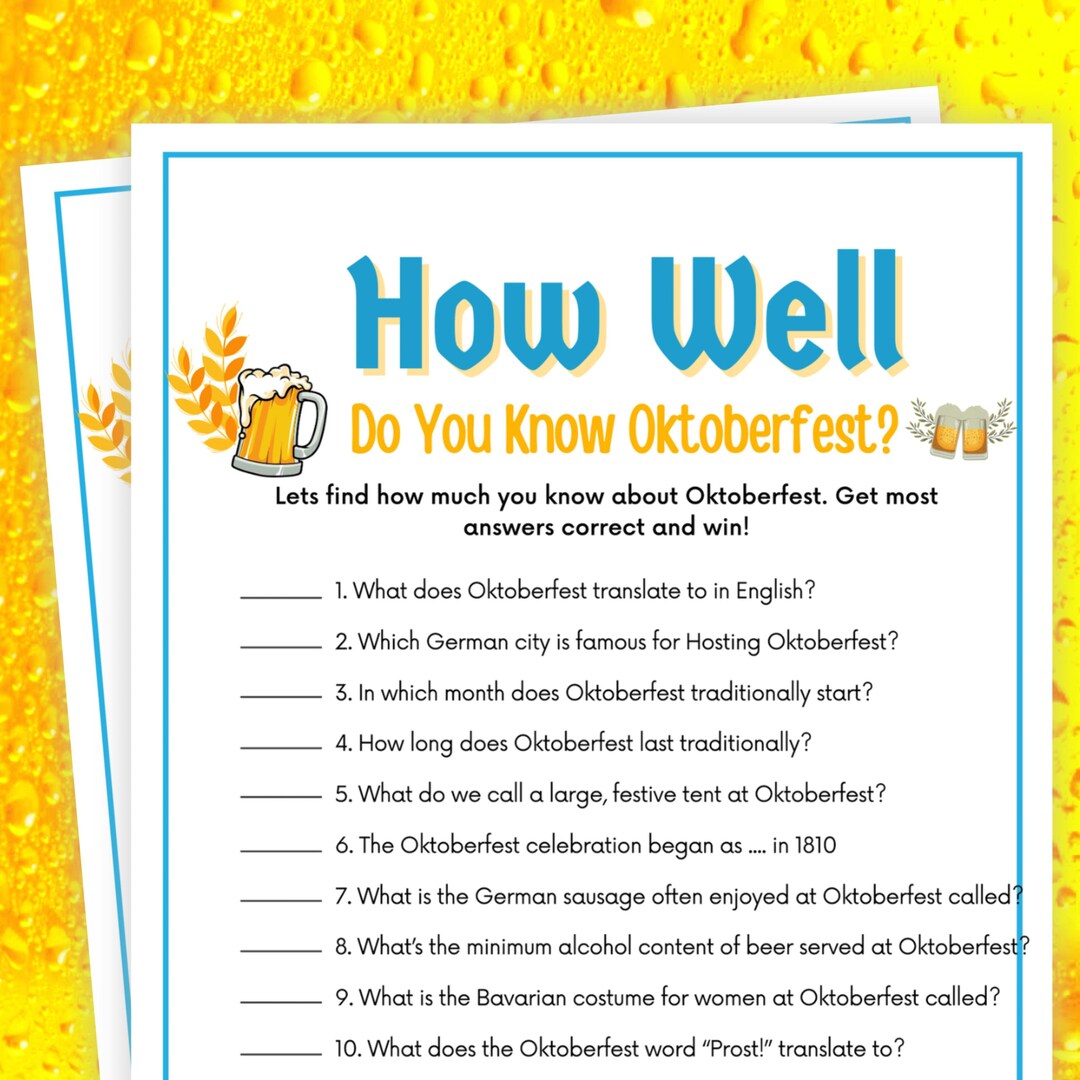 Oktoberfest Trivia, How Well Do You Know Oktoberfest Game, Oktoberfest ...