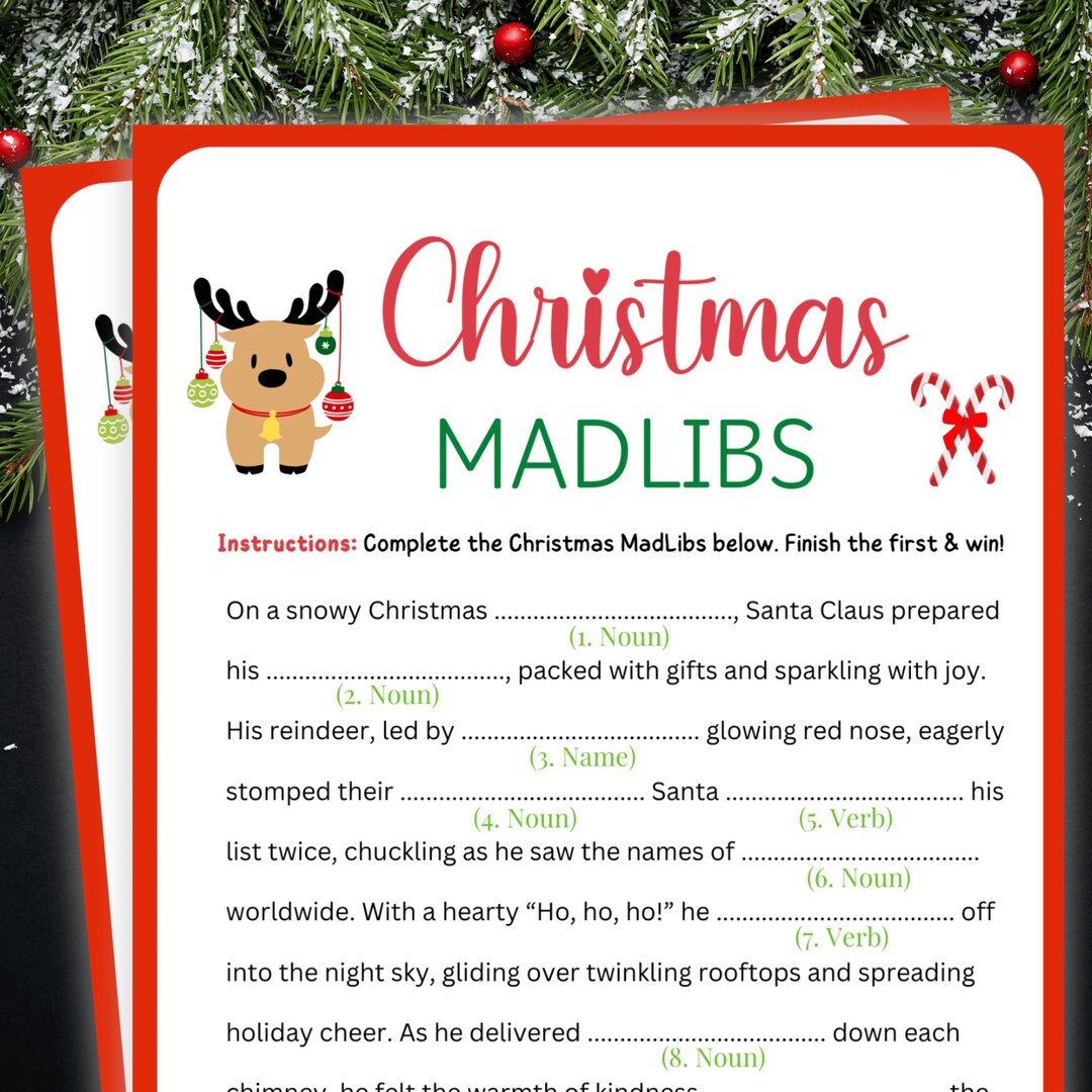 Christmas Games, Madlibs, Printable Christmas Party Games, Christmas ...