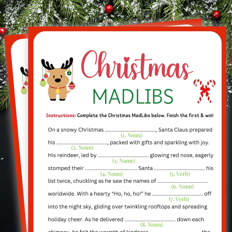 Christmas Games, Madlibs, Printable Christmas Party Games, Christmas ...