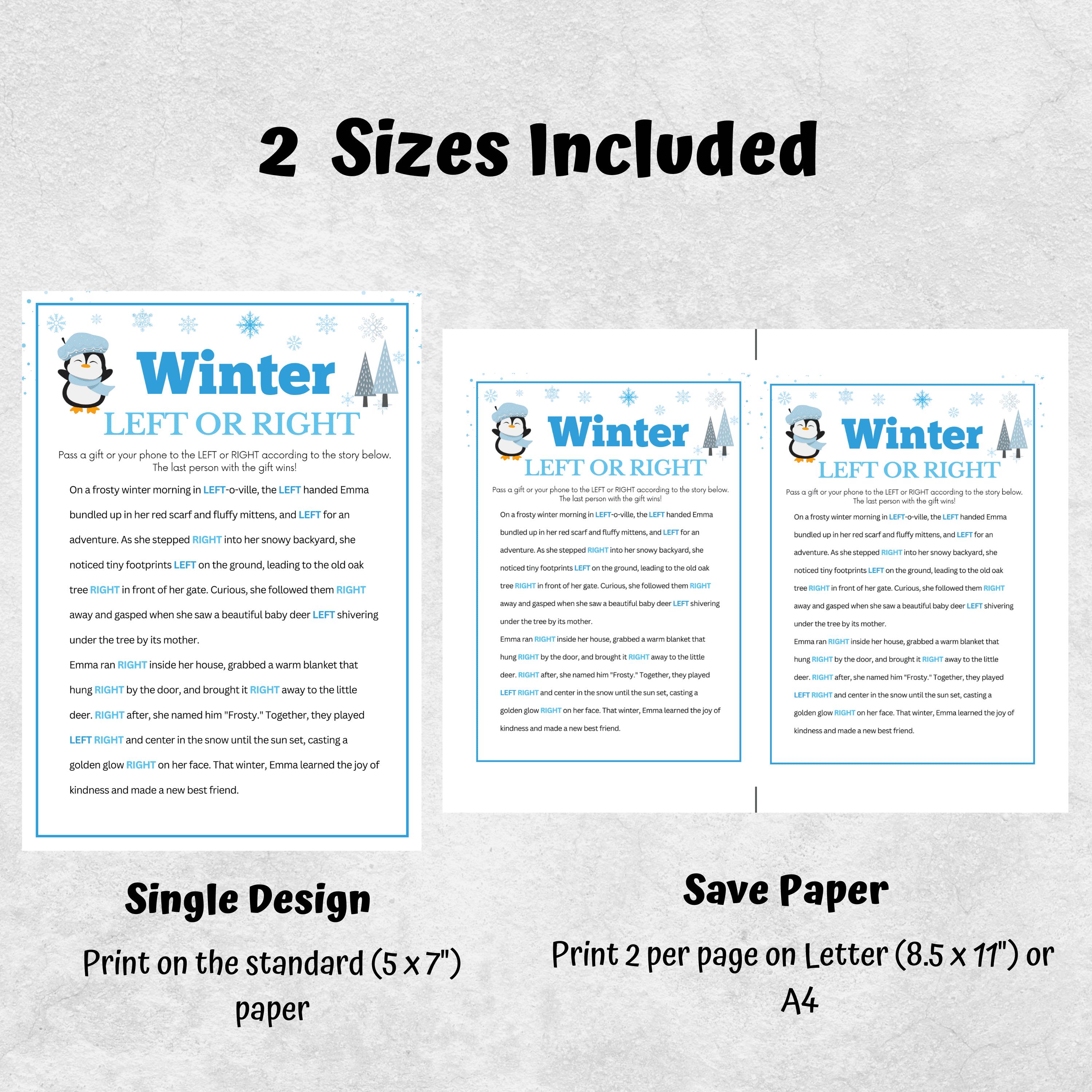 Winter Games, Left or Right, Winter Party Game, Winter Class Games ...