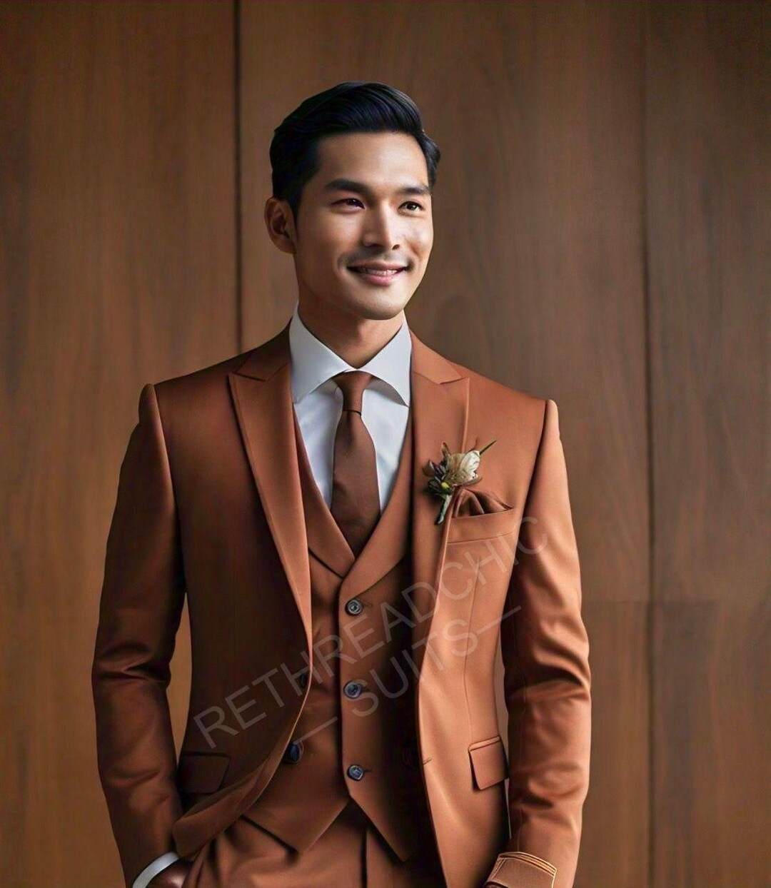 Rust Orange 3-piece Suit: Men's Wedding Groom Attire - Etsy