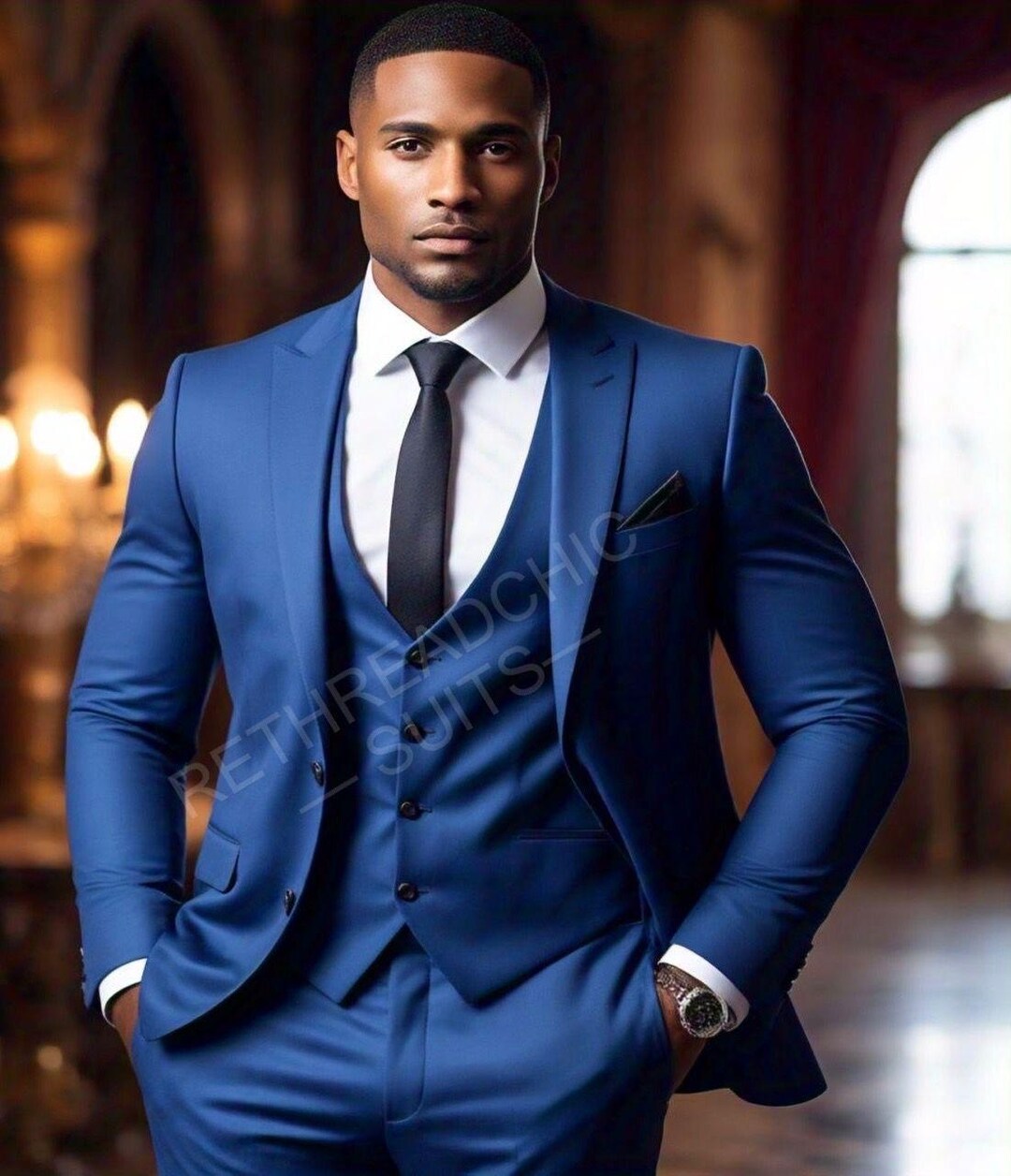 Royal Blue 3-piece Suit: Bespoke Terry Rayon, Groom/prom Attire - Etsy
