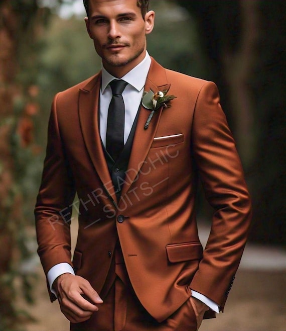 Burnt Orange Prom Tuxedos For Men