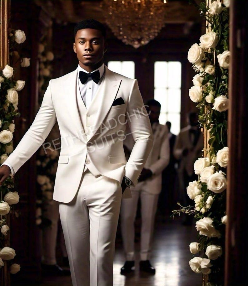 Classic White Three-piece Suit for Men - Groom & Groomsmen Attire - Etsy