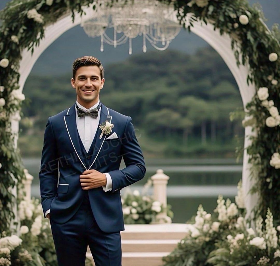Men's Navy Blue 3-piece Suit: Wedding, Prom, Party Wear - Etsy