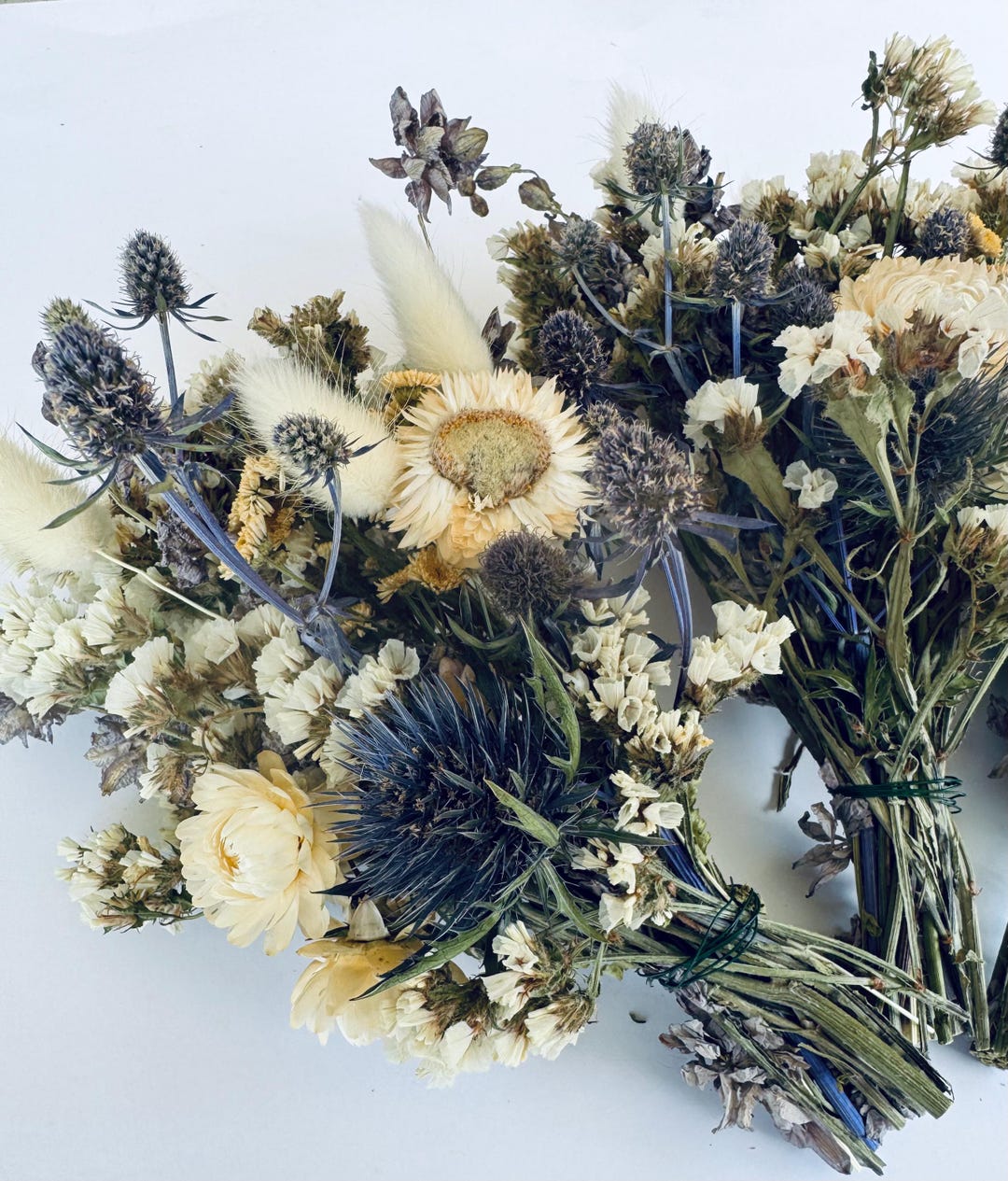 Coastal Dried Wildflower Mini Bouquet: Blue & White Nautical Decor - Etsy