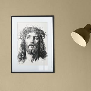 Line Drawing Jesus Christ Portrait - Printable Jesus Charcoal Image ...