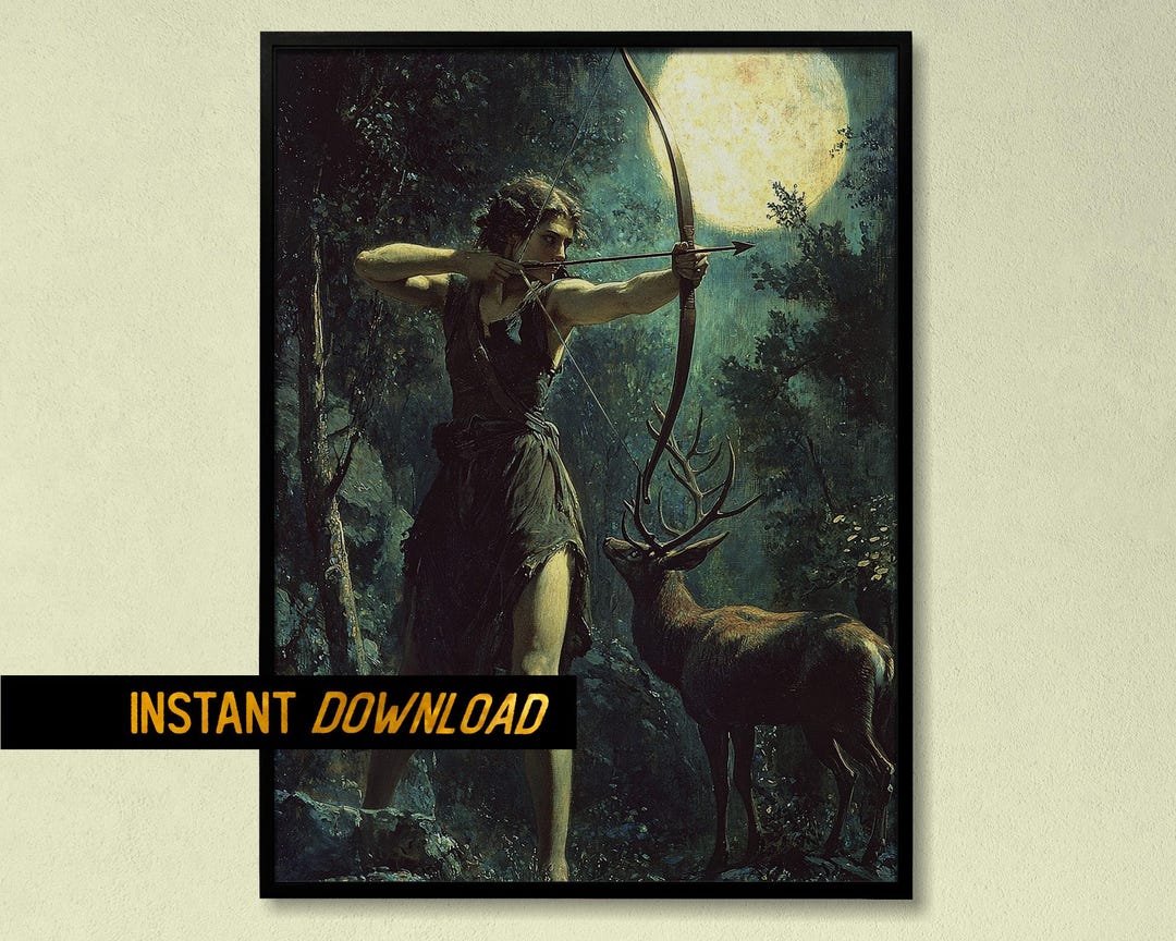 Artemis Goddess of the Hunt – Moonlit Greek Goddess Wall Art - Greek ...